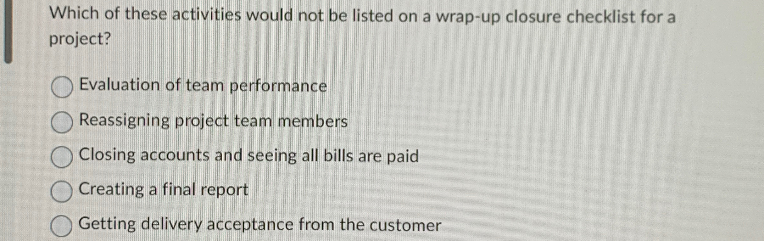 Solved Which of these activities would not be listed on a | Chegg.com