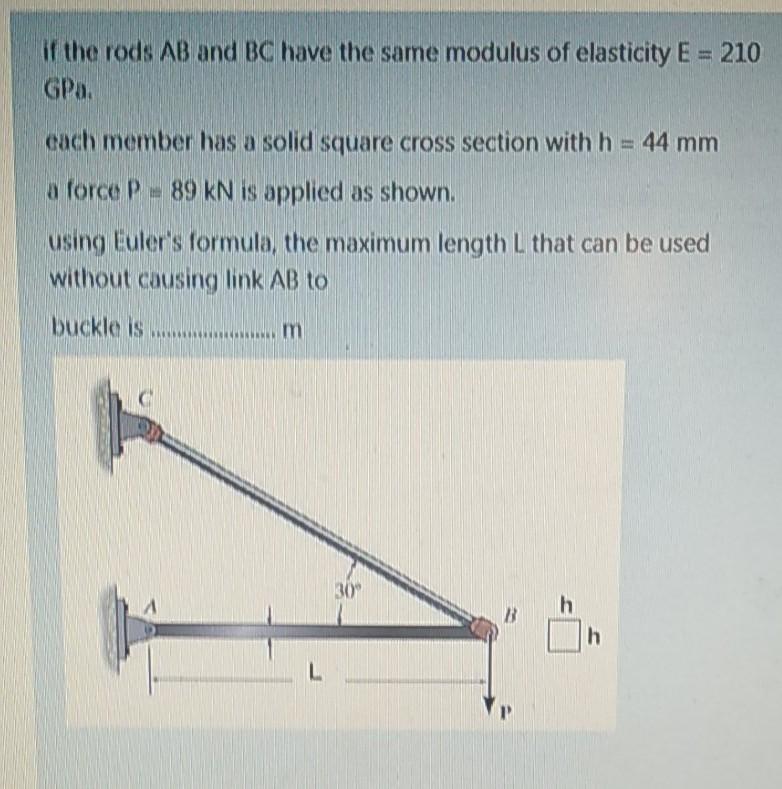 Solved If the rods AB and BC have the same modulus of | Chegg.com