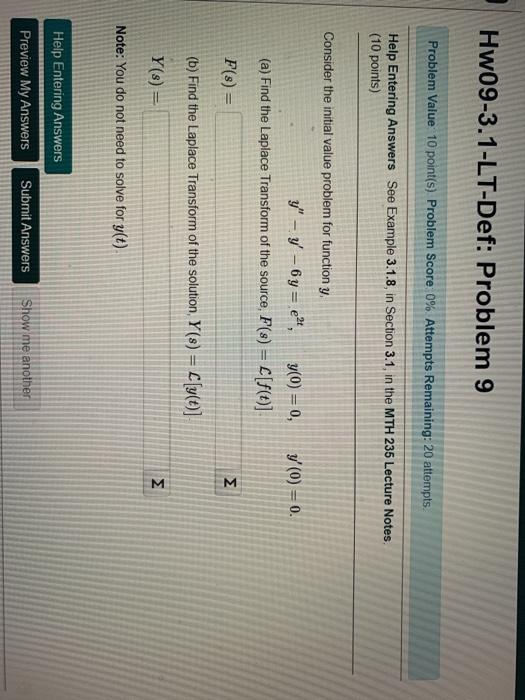 Solved Hw09-3.1-LT-Def: Problem 9 Problem Value 10 point(s) | Chegg.com