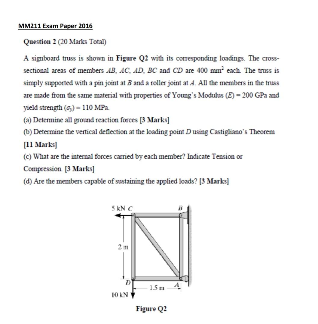 Solved MM211 Exam Paper 2016 Question 2 (20 Marks Total) A | Chegg.com