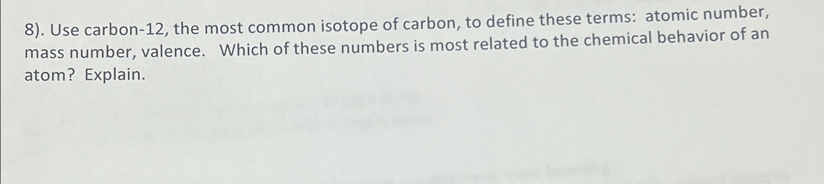 Solved . ﻿Use carbon-12, ﻿the most common isotope of carbon, | Chegg.com