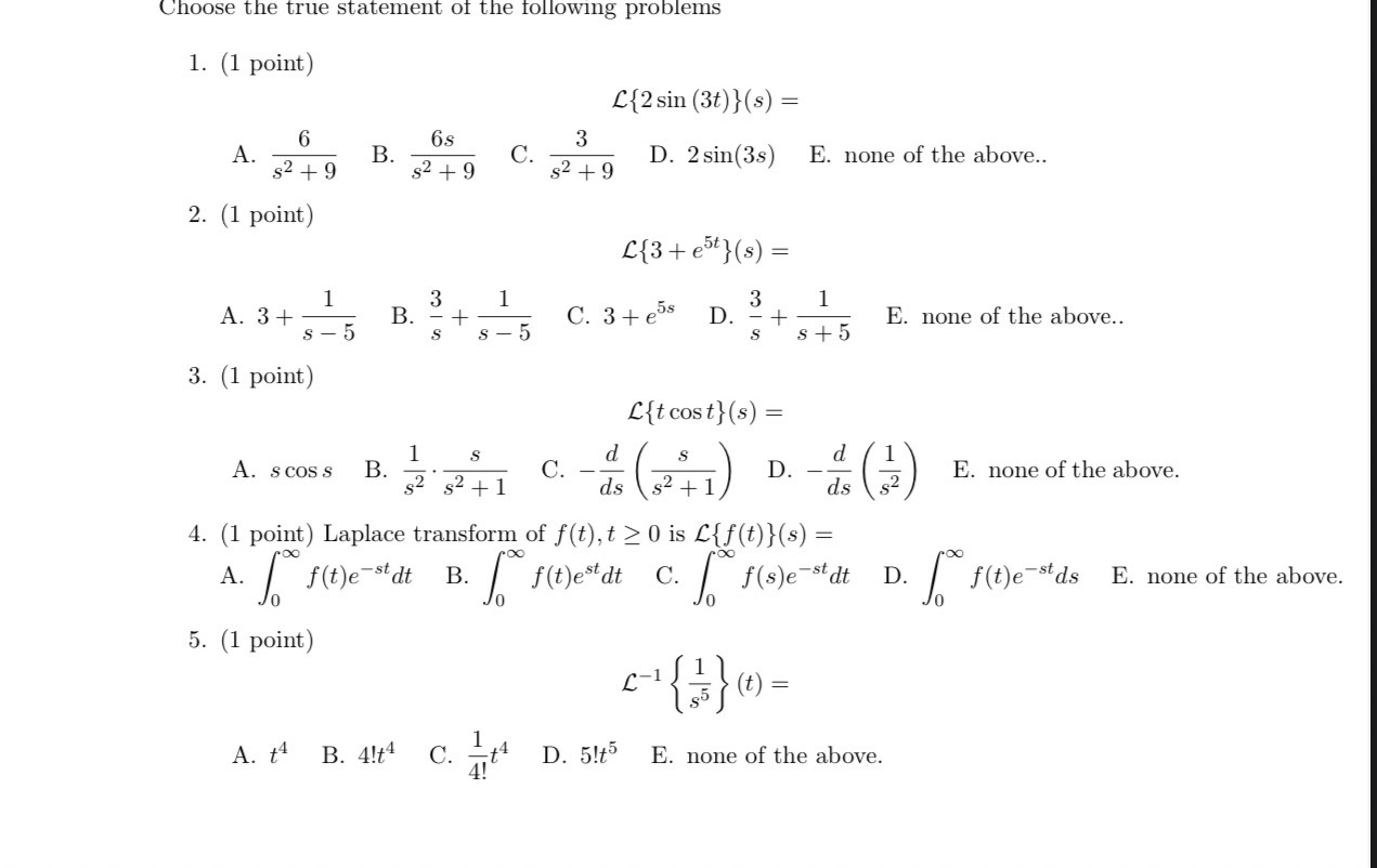 Choose the true statement of the following problems(1 | Chegg.com