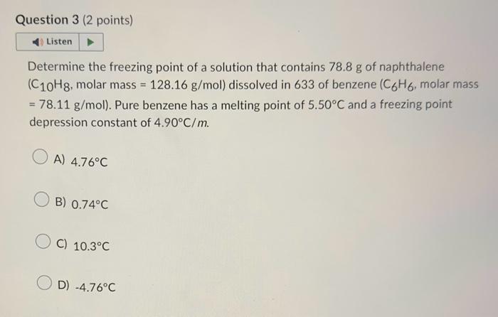 Solved Determine the freezing point of a solution that | Chegg.com