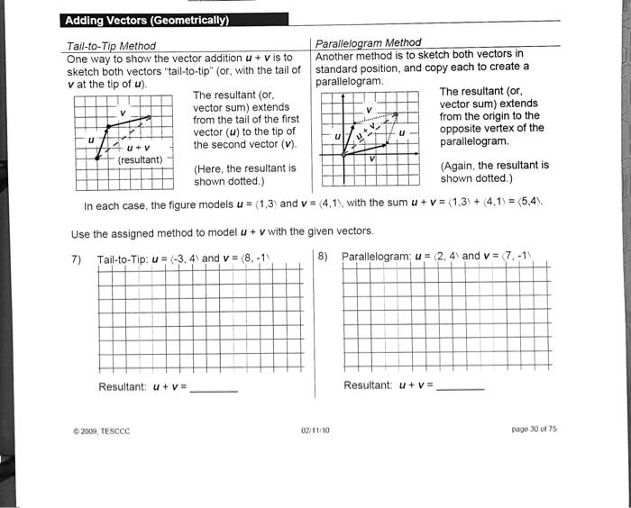Solved \begin{tabular}{l|l} Tail-to-Tip Method & | Chegg.com