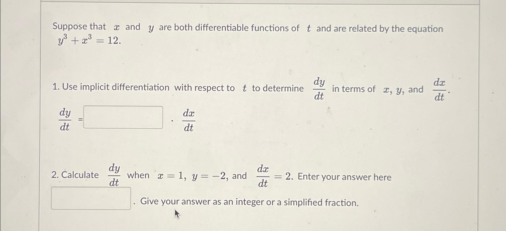 Solved Suppose that x ﻿and y ﻿are both differentiable | Chegg.com