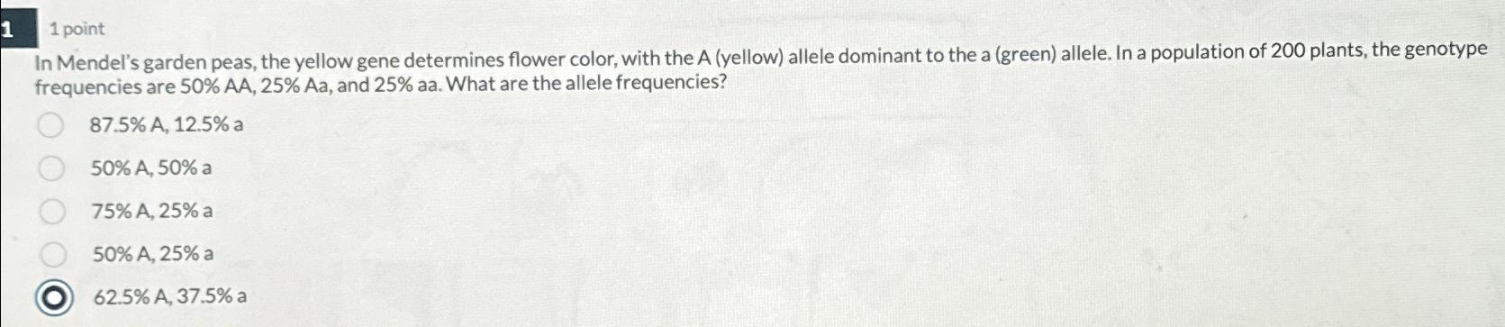 Solved 11 ﻿pointIn Mendel's garden peas, the yellow gene | Chegg.com