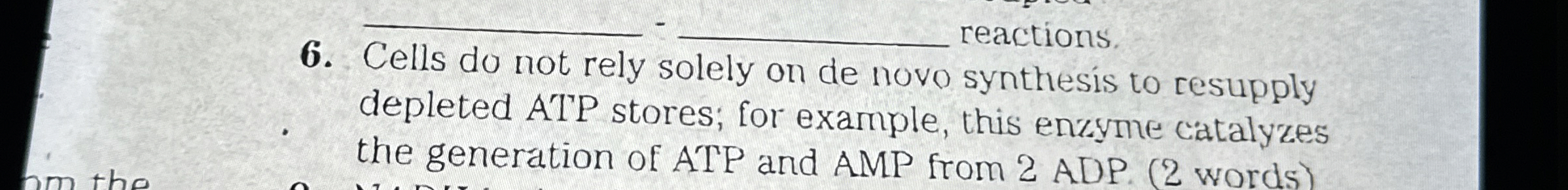 Solved reactions.Cells do not rely solely on de novo | Chegg.com