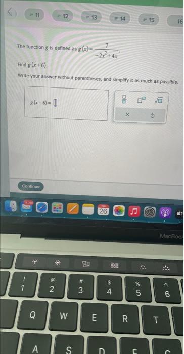 Solved The function g is defined as g(x)=−2x2+4x7. Find | Chegg.com