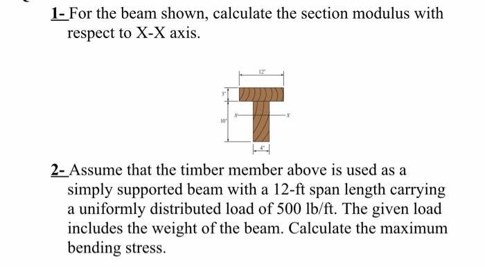Solved 1- For the beam shown, calculate the section modulus | Chegg.com