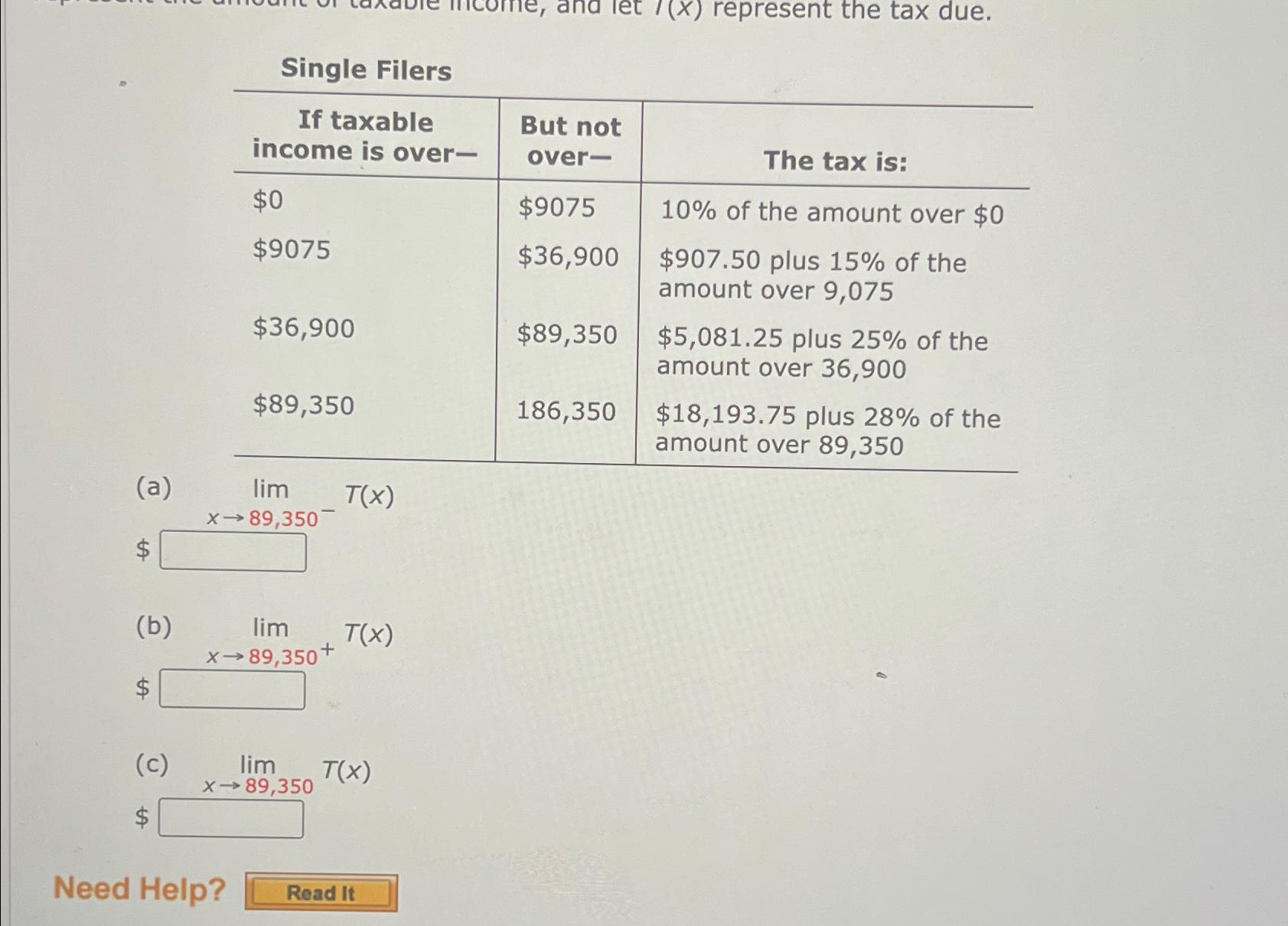 Solved Single Filers\table[[\table[[If taxable],[income is | Chegg.com