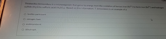 Solved Thiobacillus ferrooxidans is a microorganism that | Chegg.com