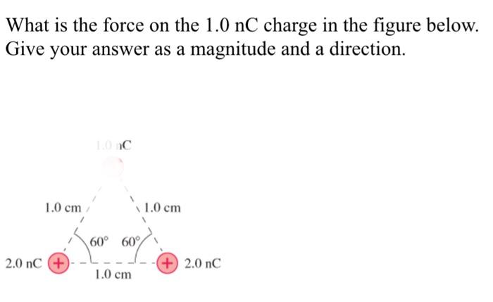 Solved What is the force on the 1.0nC charge in the figure | Chegg.com