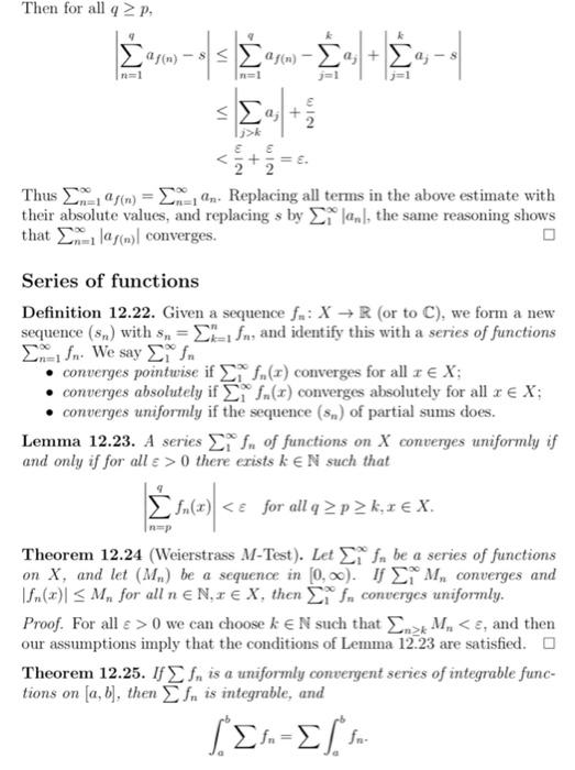 Solved Real Analysis(Series): Prove the following problem | Chegg.com