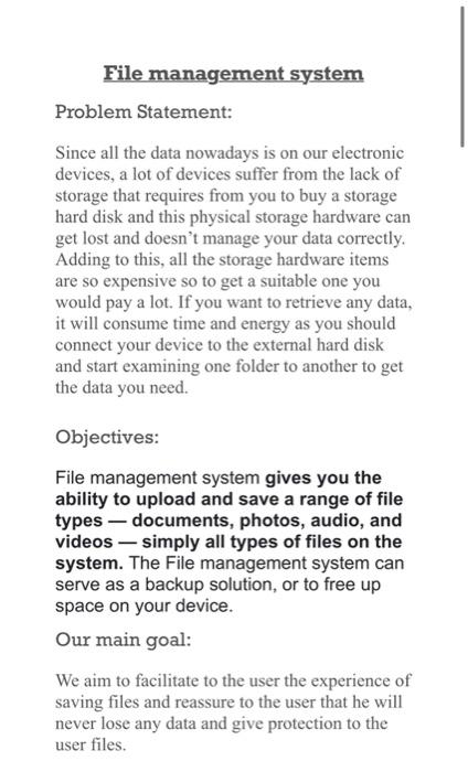 Solved File management system Problem Statement: Since all | Chegg.com