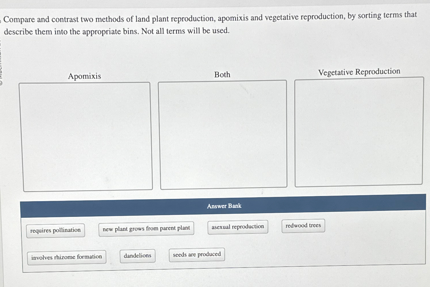 Solved Compare and contrast two methods of land plant | Chegg.com