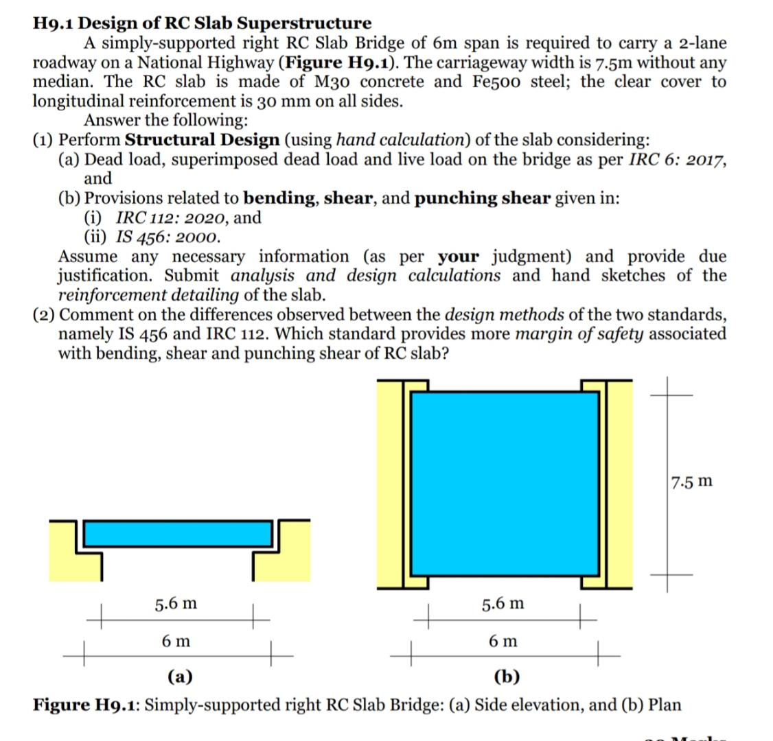 H9.1 ﻿Design of RC Slab SuperstructureA | Chegg.com