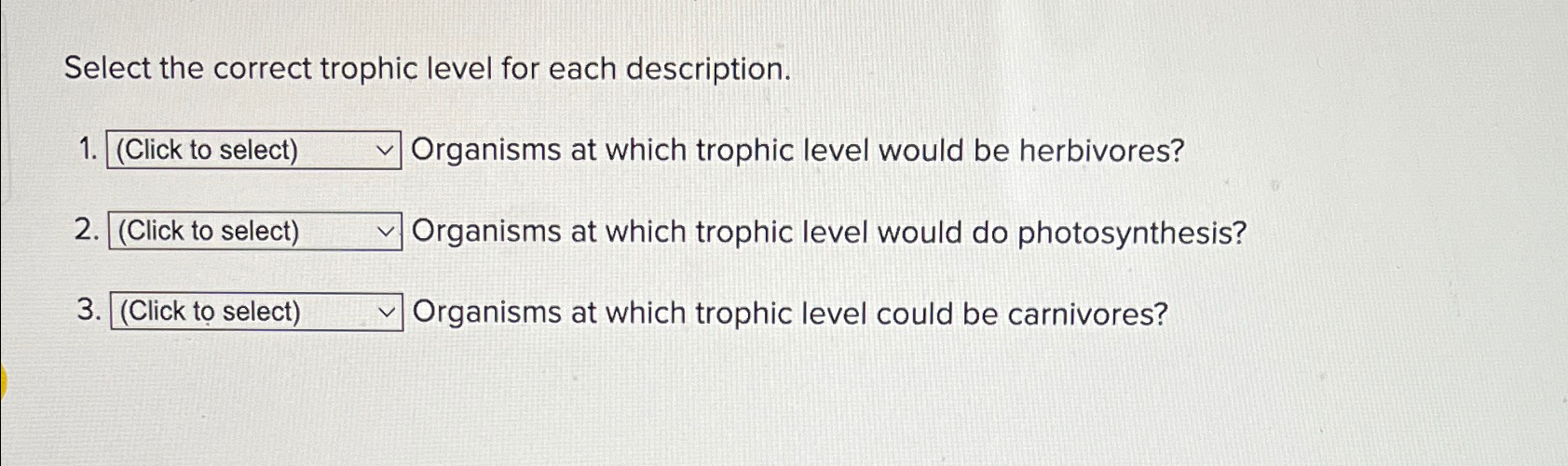 Solved Select the correct trophic level for each | Chegg.com