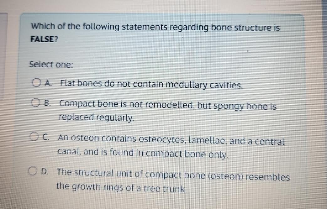 Solved Which of the following statements regarding bone | Chegg.com