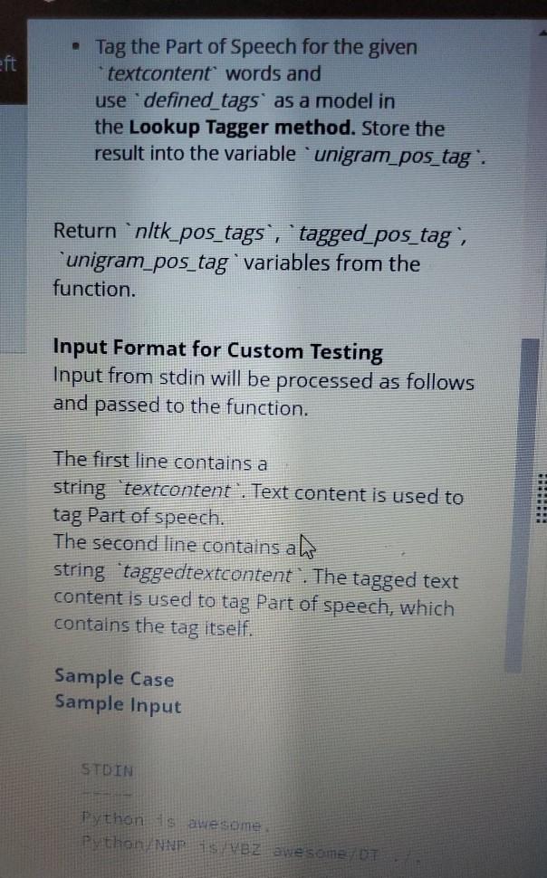 Solved Nlp Python Pos Tagging Define A Function Called