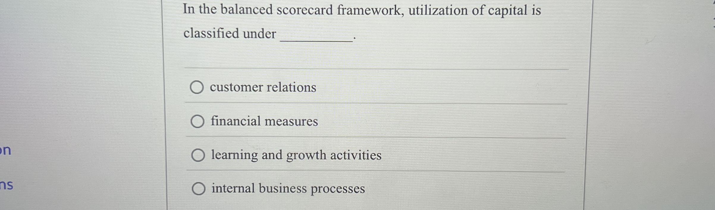 Solved In the balanced scorecard framework, utilization of | Chegg.com