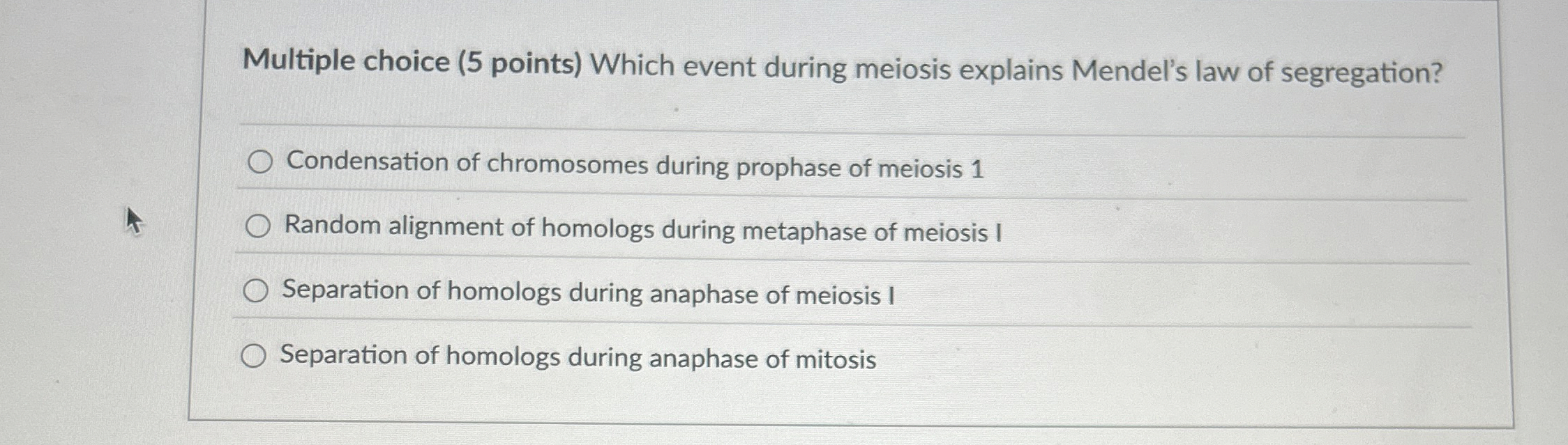 Solved Multiple choice ( 5 ﻿points) ﻿Which event during | Chegg.com