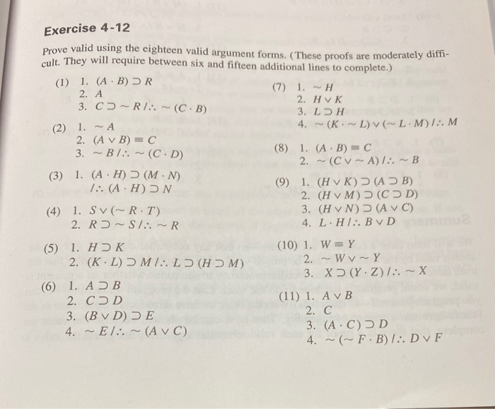 Solved Exercise 4 12 Prove Valid Using The Eighteen Valid