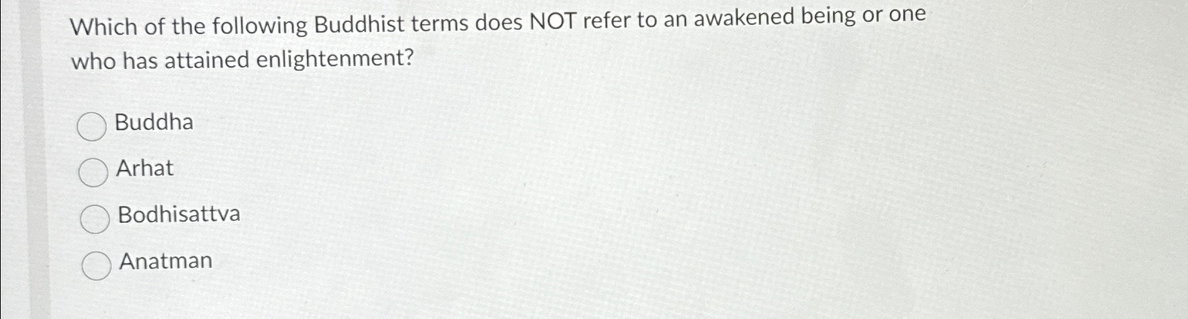 Solved Which of the following Buddhist terms does NOT refer | Chegg.com