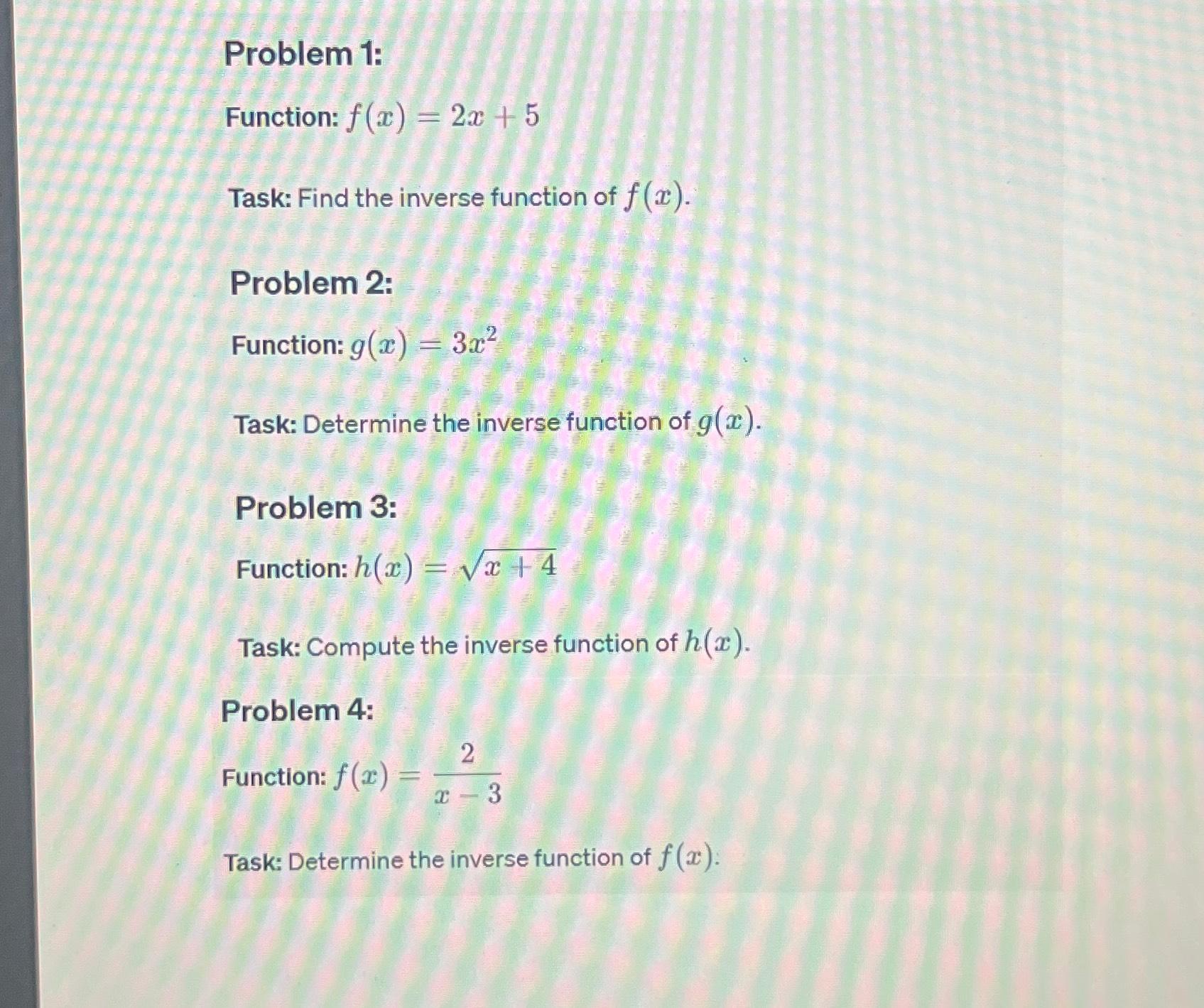 Solved Problem 1 Function F X 2x 5task Find The Inverse