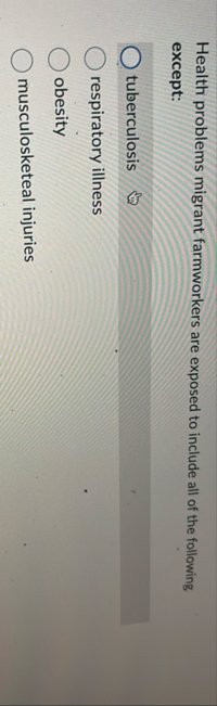 Solved Health problems migrant farmworkers are exposed to | Chegg.com