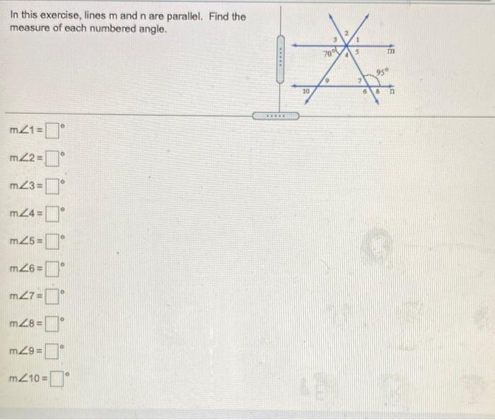 Solved In this exercise, lines m and n are parallel. Find | Chegg.com