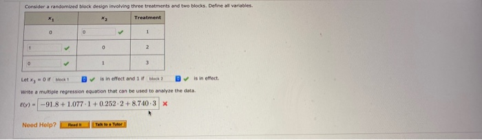 Consider a randomized block design involving three | Chegg.com
