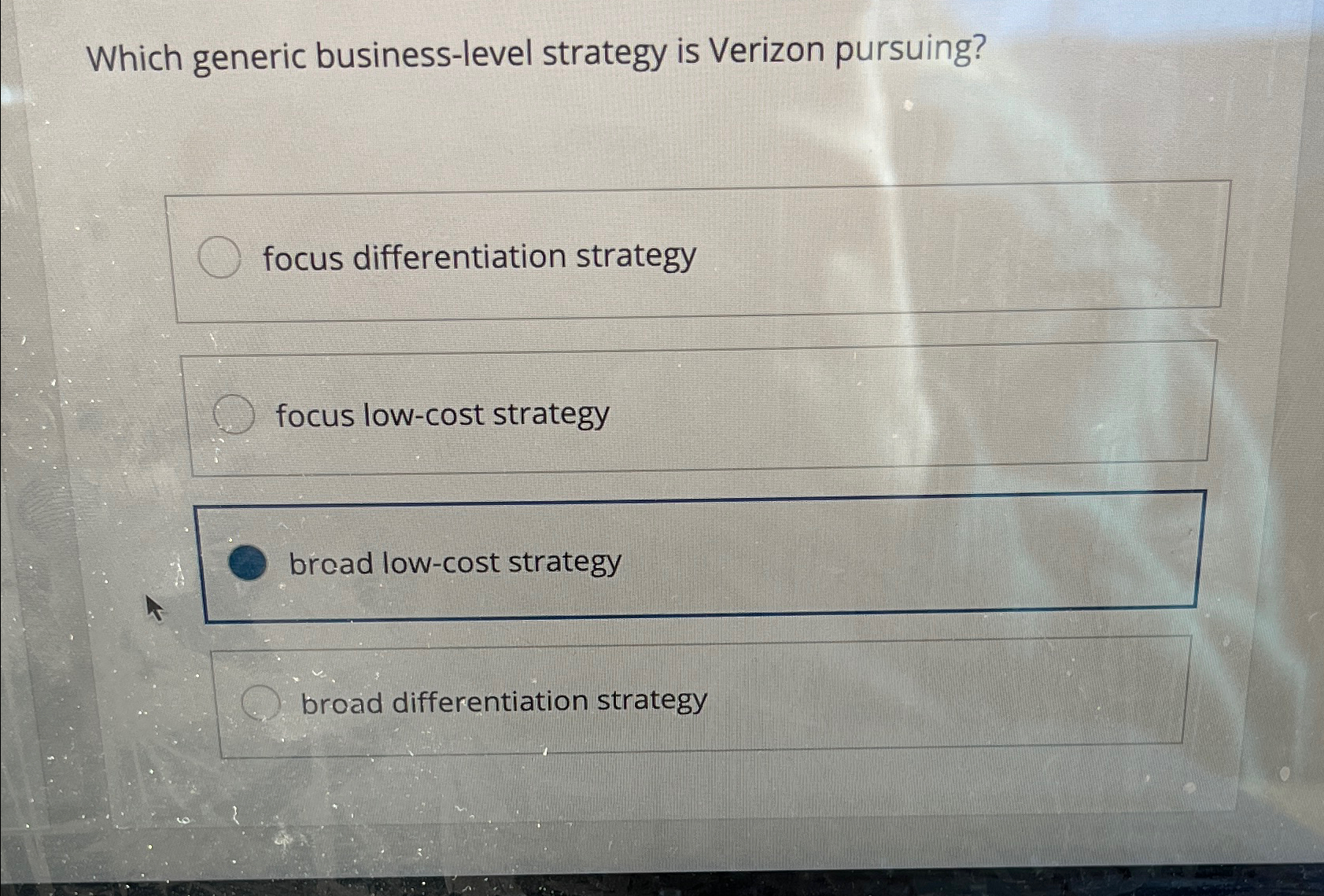 Solved Which generic business-level strategy is Verizon | Chegg.com