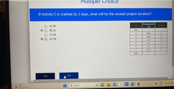 Solved Multiple ChoiceIf Activity D is crashed by 2 days, | Chegg.com