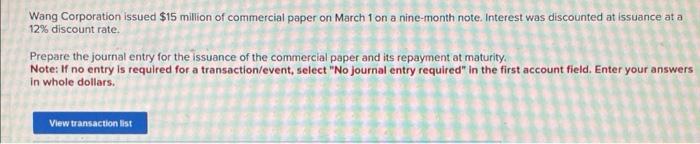 Solved Journal entry worksheet Record the issuance of the | Chegg.com