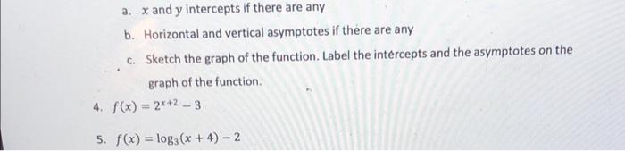 Solved a. x and y intercepts if there are any b. Horizontal | Chegg.com