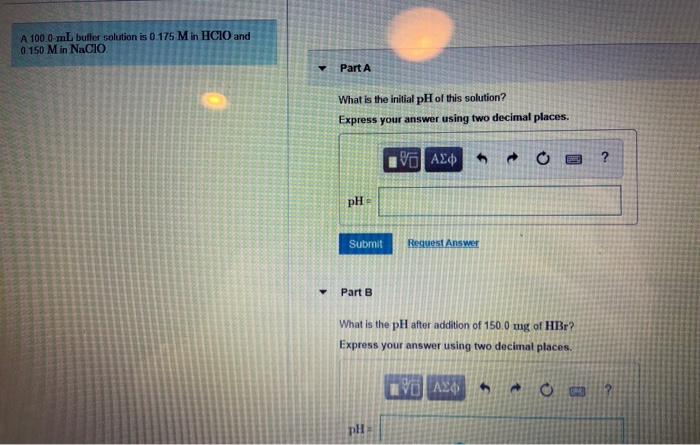 Solved A 100.0 mL buffer solution is 0.175 M in HCIO and | Chegg.com