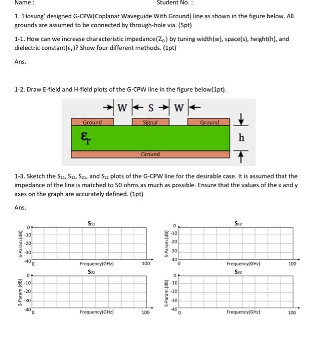 Solved 1. 'Hosung' designed G-CPW(Coplanar Waveguide With | Chegg.com