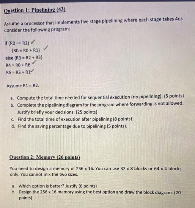 Solved Question 1: Pipelining (43) Assume a processor that | Chegg.com Solved Question 1: Pipelining (43) Assume a processor that | Chegg.com