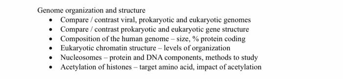 Solved Genome organization and structure - Compare / | Chegg.com