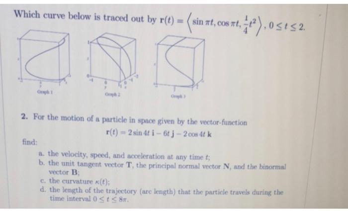 Solved Which curve below is traced out by | Chegg.com