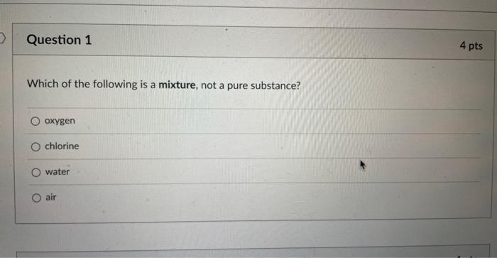 Solved Which of the following is a mixture, not a pure | Chegg.com