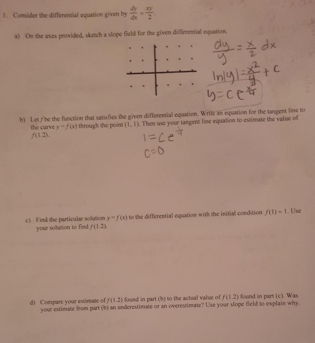 Solved Consider the differential equation given by dxdy=2xy. | Chegg.com