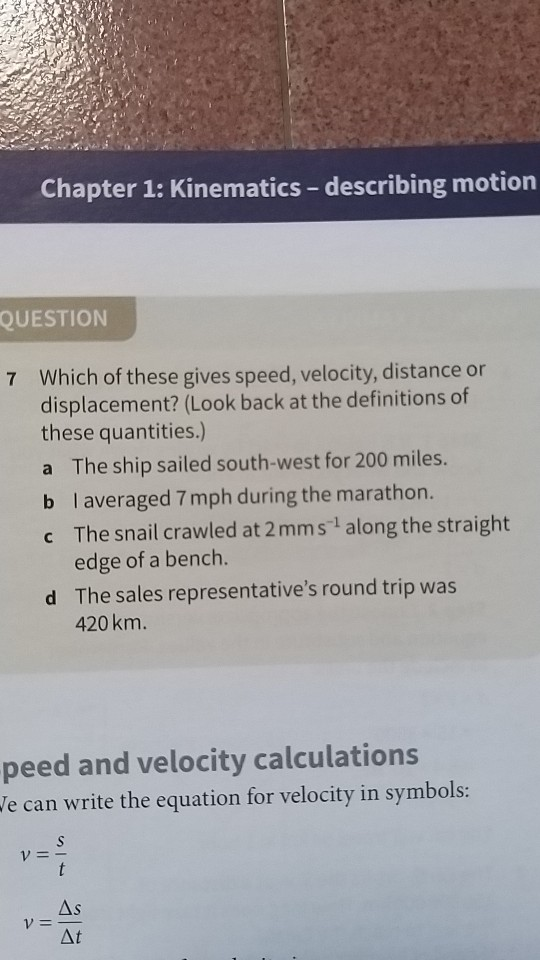 Solved Chapter 1: Kinematics - describing motion QUESTION 7 | Chegg.com