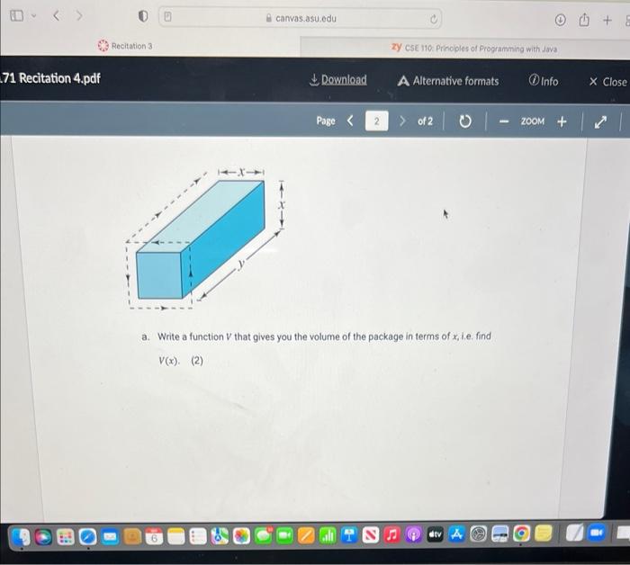 Solved 3. A rectangular package to be sent by a delivery | Chegg.com