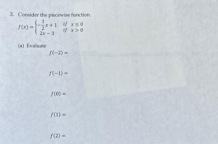 Solved 3. Consider the piecewise function. f(x)={−21x+12x−3 | Chegg.com
