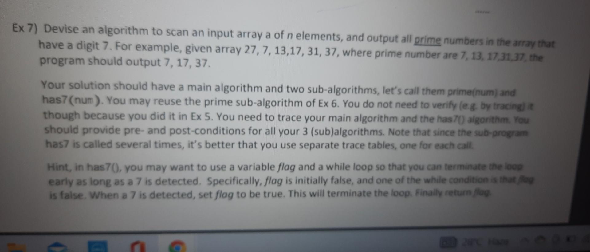 x.x) Devise an algorithm to scan an input array a of | Chegg.com
