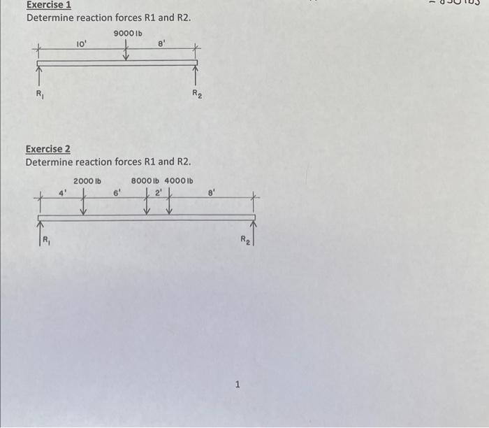 Solved Exercise 1 Determine reaction forces R1 and R2. | Chegg.com