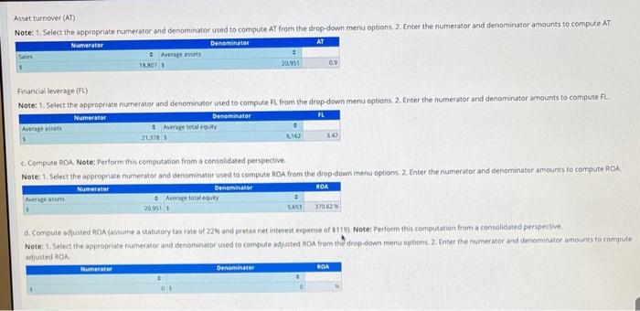 Solved Compute Measures for DuPont Disaggregation Analysis | Chegg.com