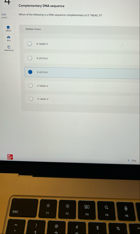 Solved Complementary DNA sequence0.62pointsWhich of the | Chegg.com