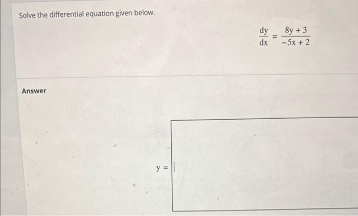Solved Solve the differential equation given below. | Chegg.com